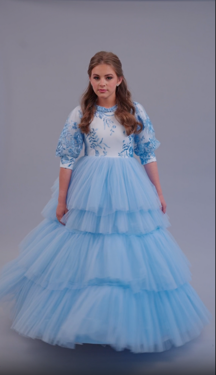 Fancy Frills Blue Gown – Liylah